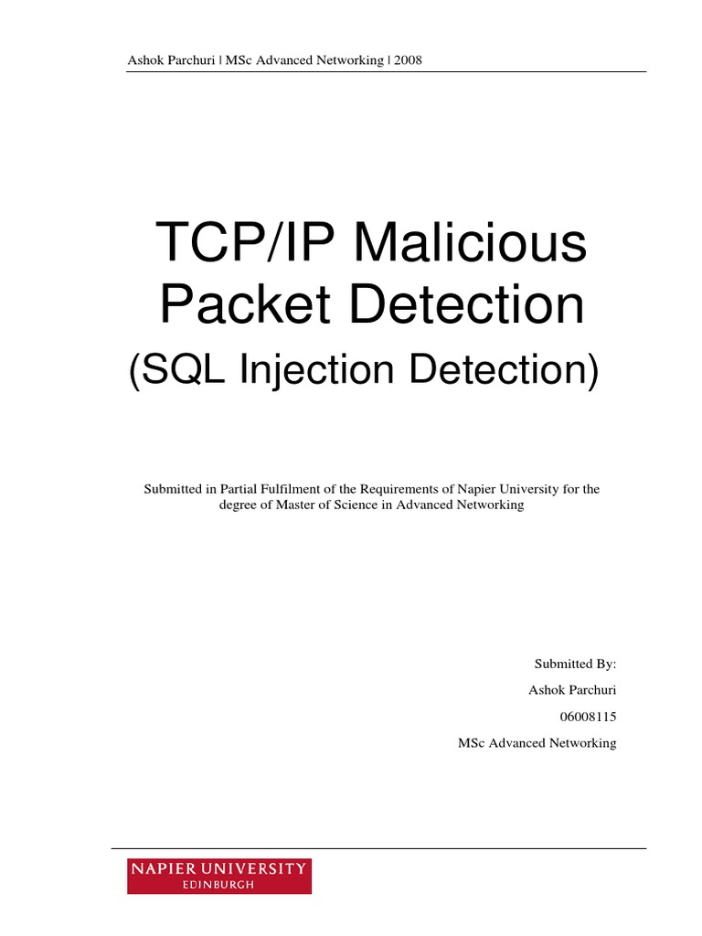 TCP/IP Malicious Packet Detection | PDF | Transmission Control Protocol ...
