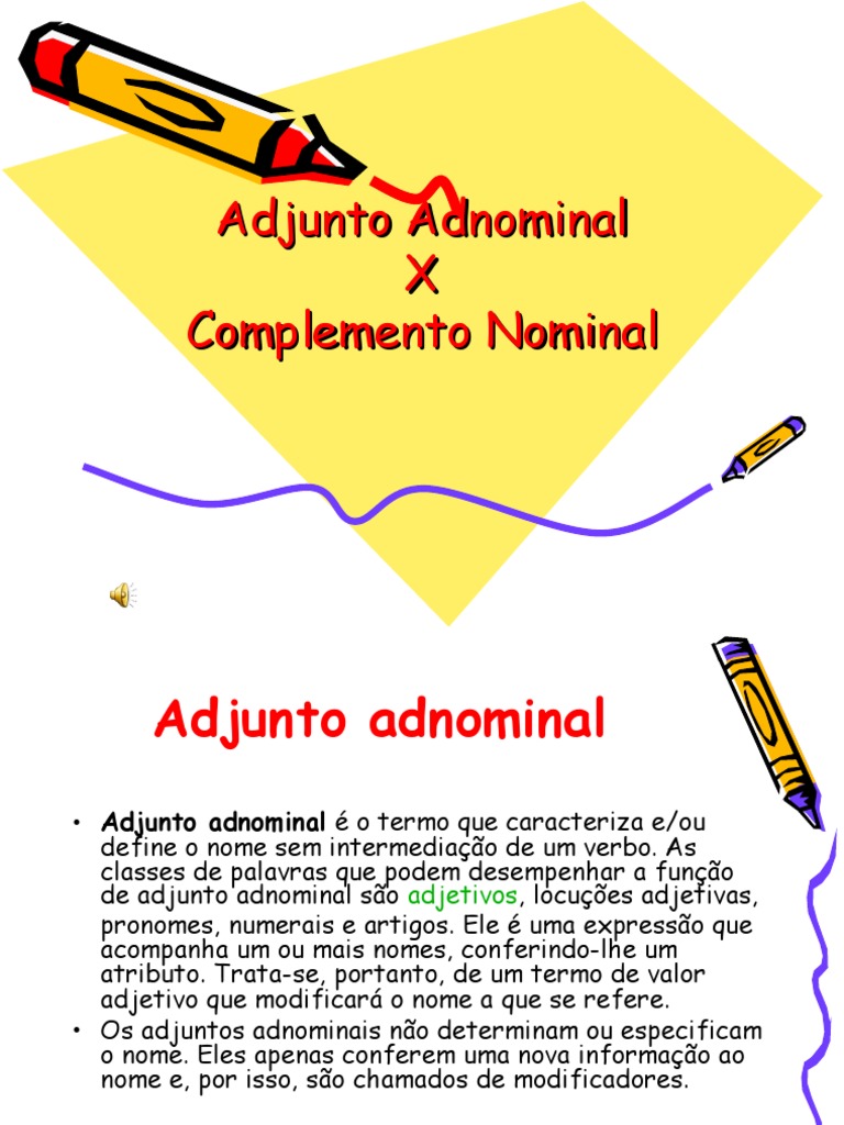 Adjunto Adnominal/Complemento Nominal | PDF | Substantivo | Sintaxe