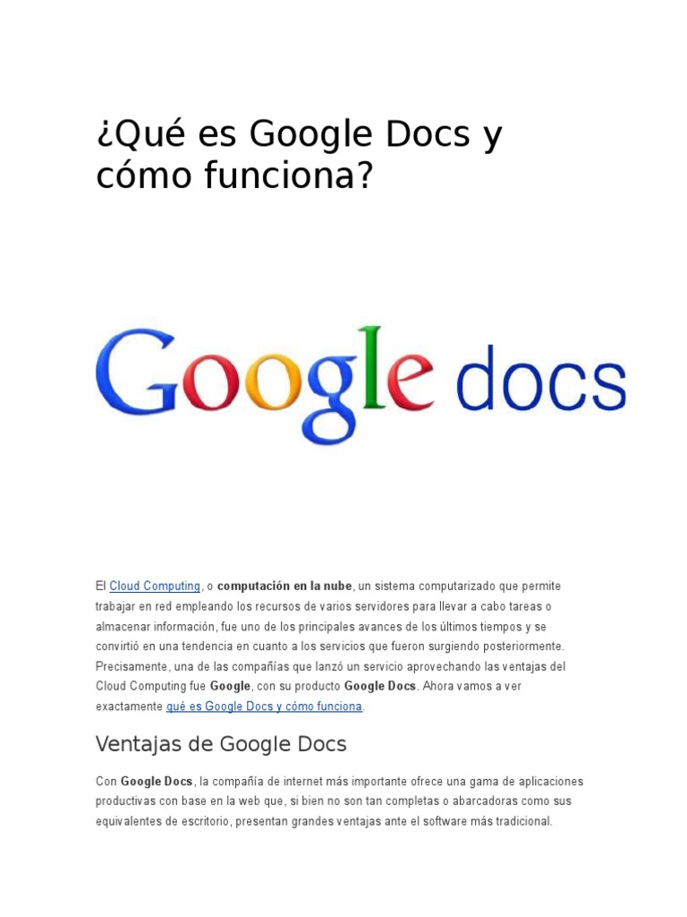 Google Docs | PDF | Google | Plataforma como servicio