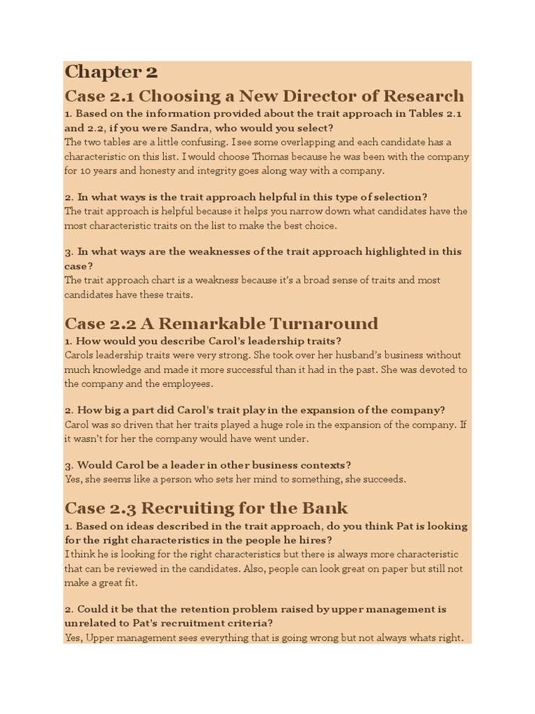 Leadership Case Studies and Solutions | PDF | Transformational ...