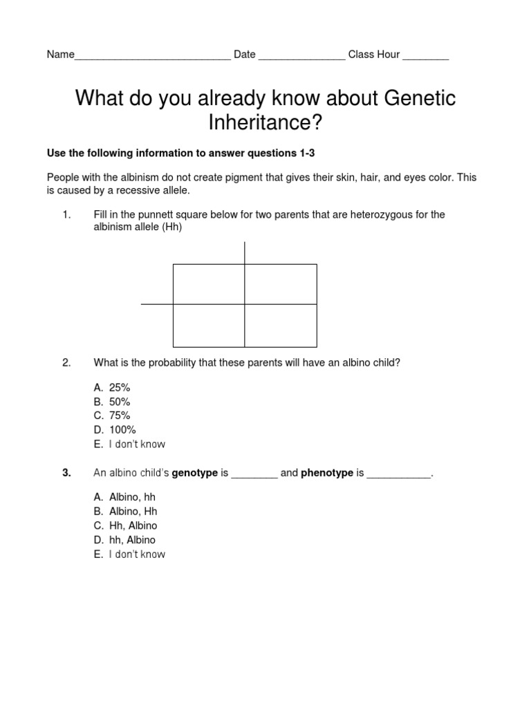 Genetic Inheritance Worksheet | PDF