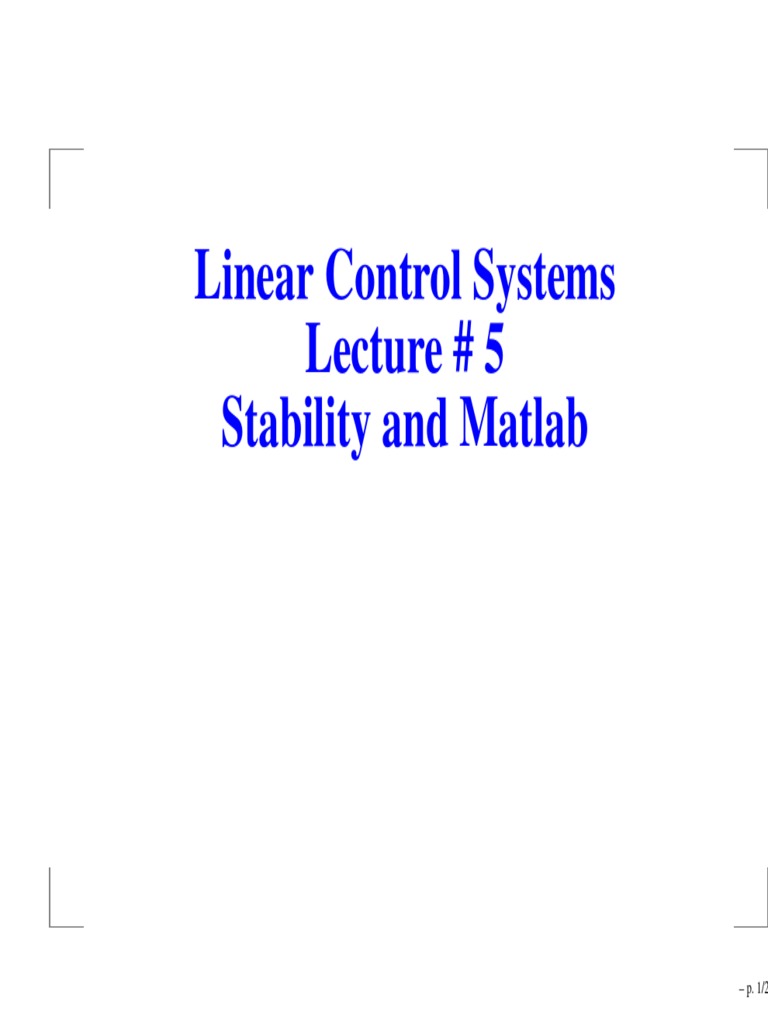 Lect 5 | PDF | Stability Theory | Eigenvalues And Eigenvectors