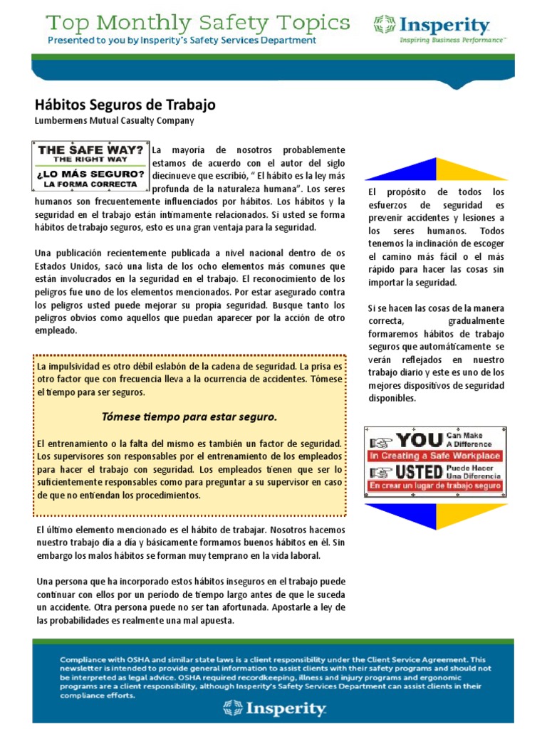 Safe Work HabitsS PDF | PDF