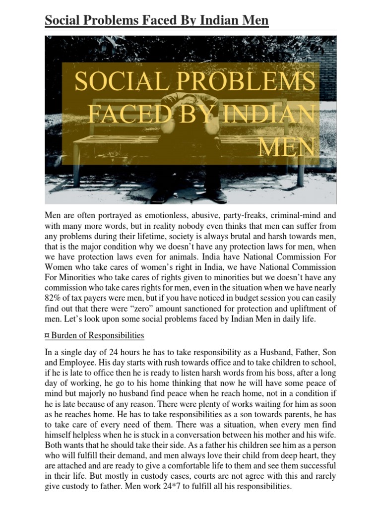 Social Issues Facing Indian Men | PDF | Wife | Marriage