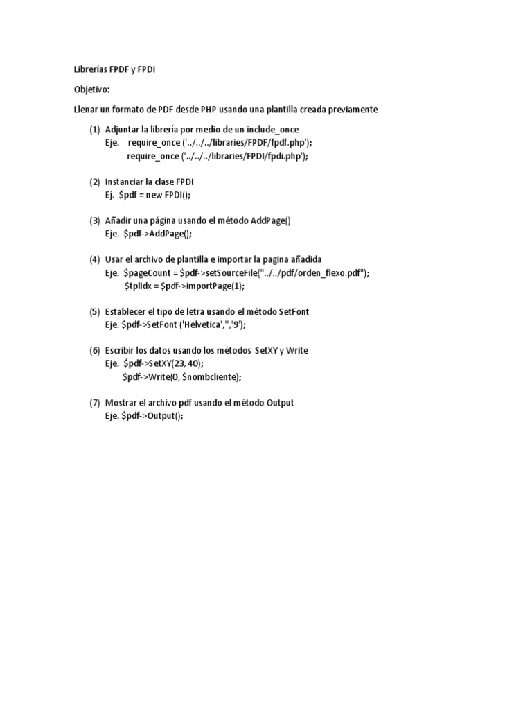 Librerías FPDF y Fpdi | PDF
