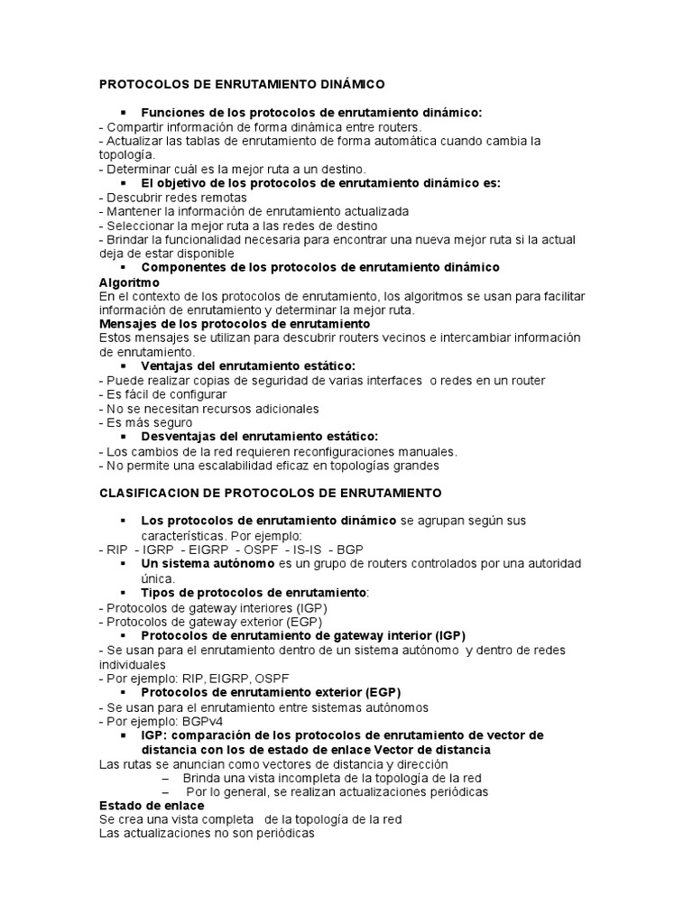 Funciones de Los Protocolos de Enrutamiento Dinámico | PDF | Enrutador (Computación) | Enrutamiento