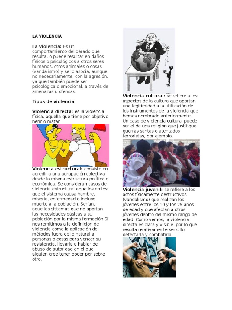 La Violencia Y Sus Tipos Pdf Violencia Juventud