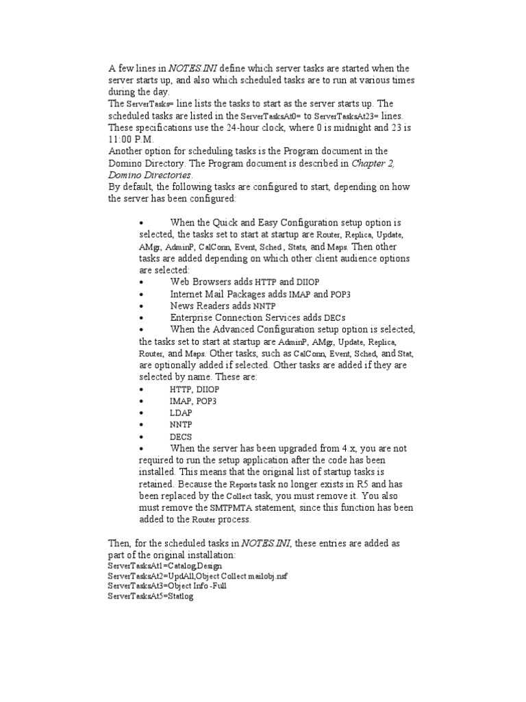 Domino Server Task Configuration Guide | PDF | Ibm Notes | Command Line ...
