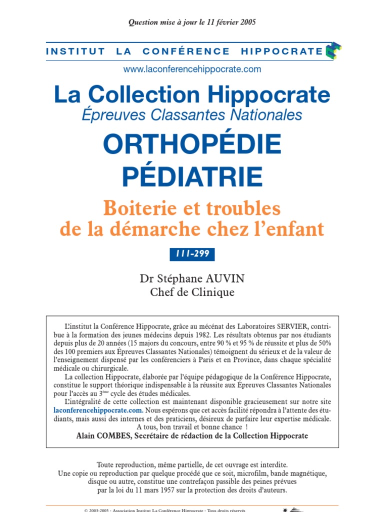 Boiterie Et Troubles de La Démarche Chez L'enfant | PDF | Spécialités ...