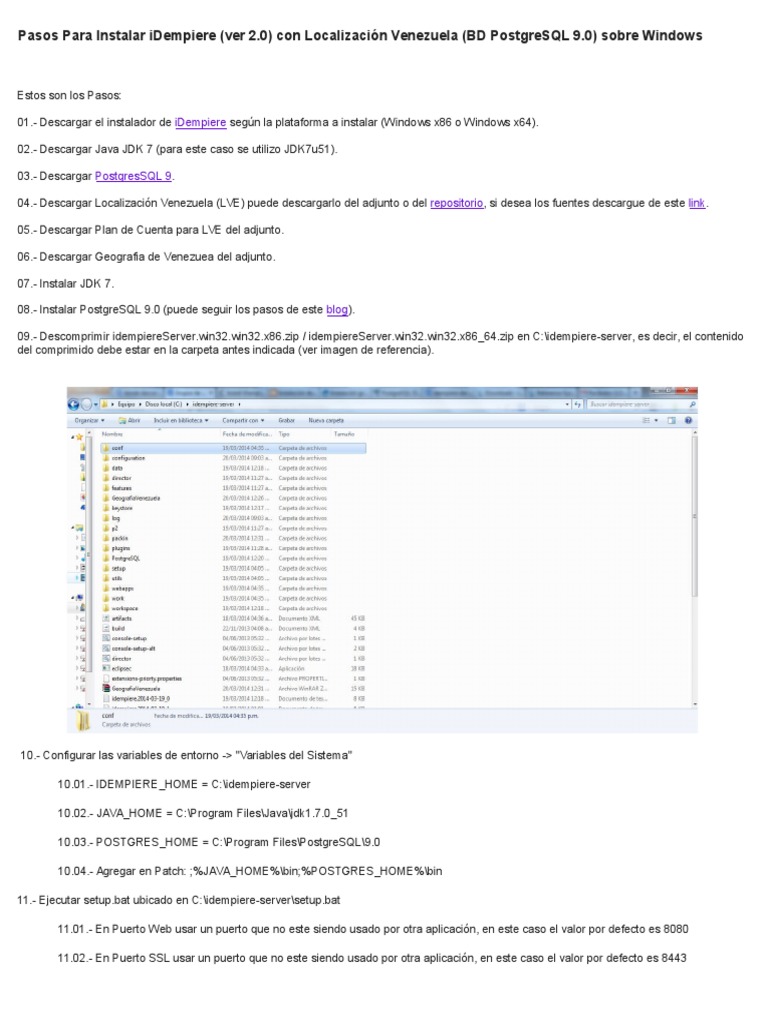 Instalación de iDempiere en Venezuela | PDF | Postgre Sql | Archivo de computadora