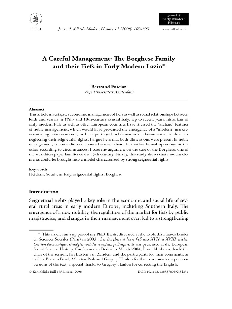 A Careful Management. The Borghese Family and Their Fiefs in Early ...