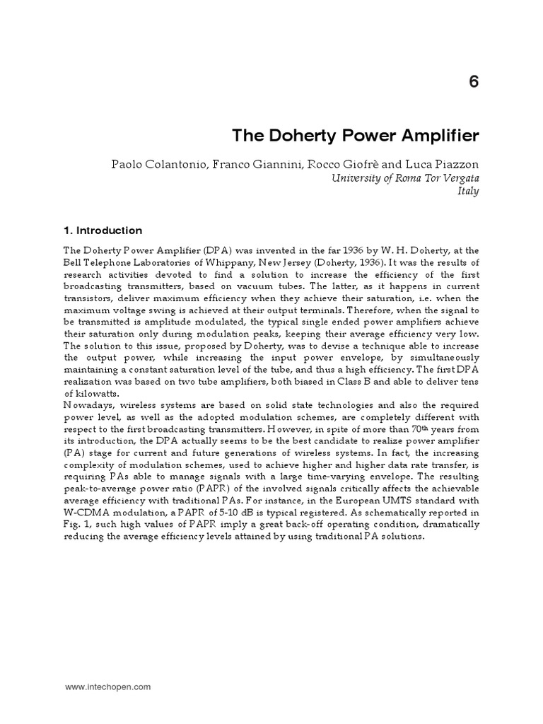 InTech-The Doherty Power Amplifier | PDF | Amplifier ...