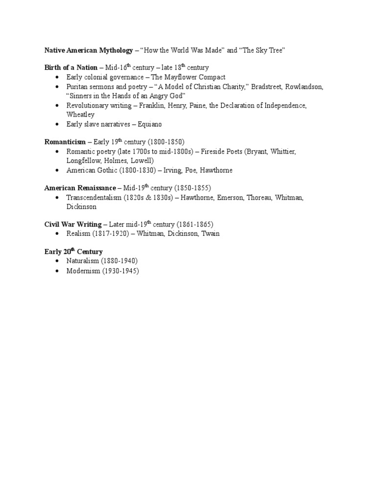 American Lit Timeline | PDF