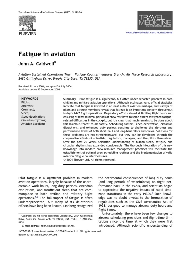 Fatigue in Aviation by John A Caldwell | PDF | Shift Work | Sleep