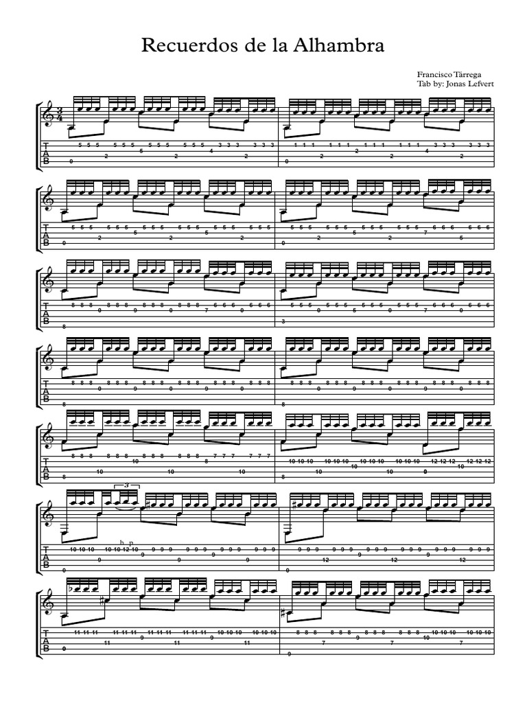 Recuerdos de La Alhambra | PDF | Guitare classique | Guitares acoustiques