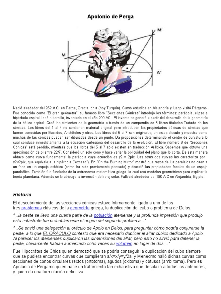 Apolonio de Perga y las Secciones Cónicas | PDF | Elipse | Objetos ...