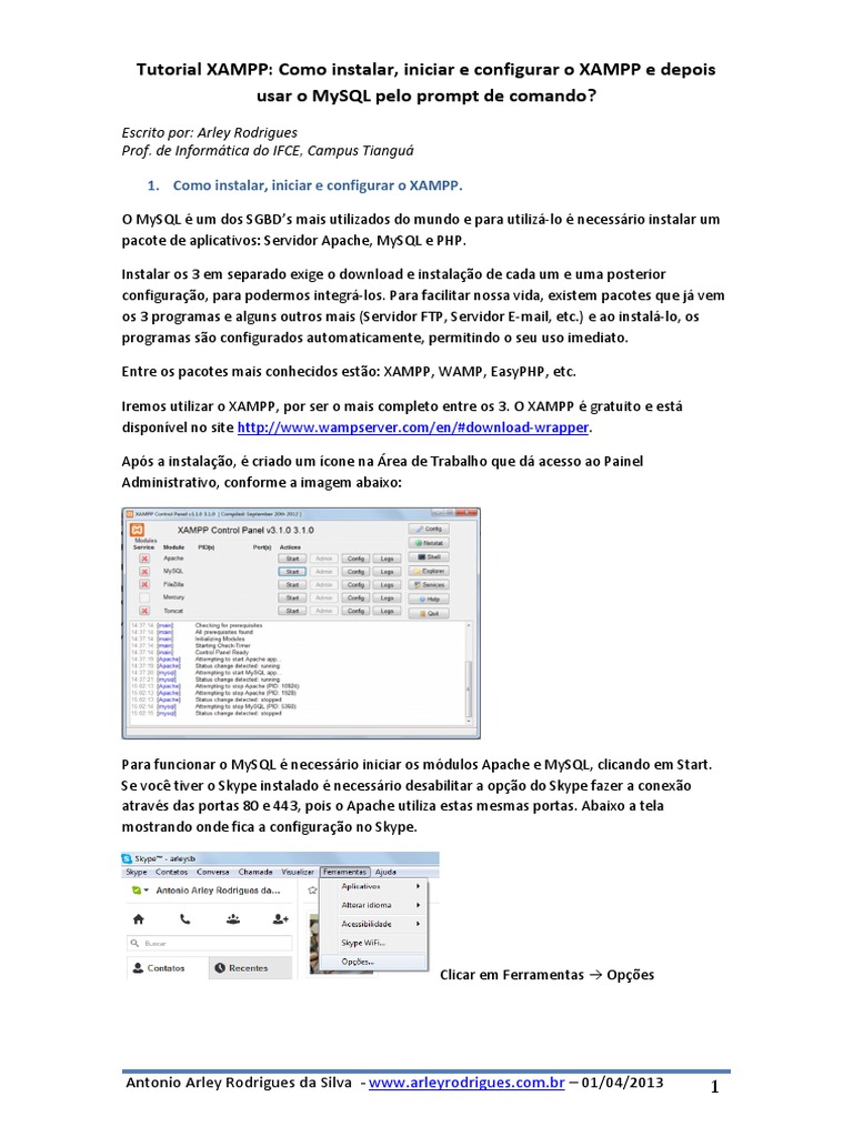 Tutorial Xampp - Como Usar o Mysql Pelo Prompt de Comando | PDF ...