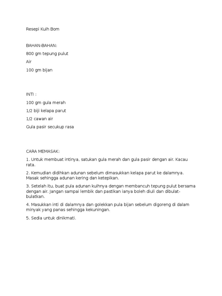Resepi Kuih Bom | PDF