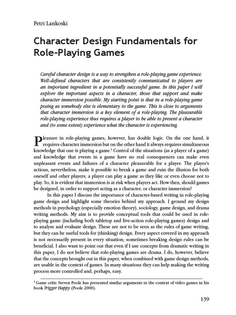 Character Design Fundamentals For | PDF | Role Playing Games | Game Design