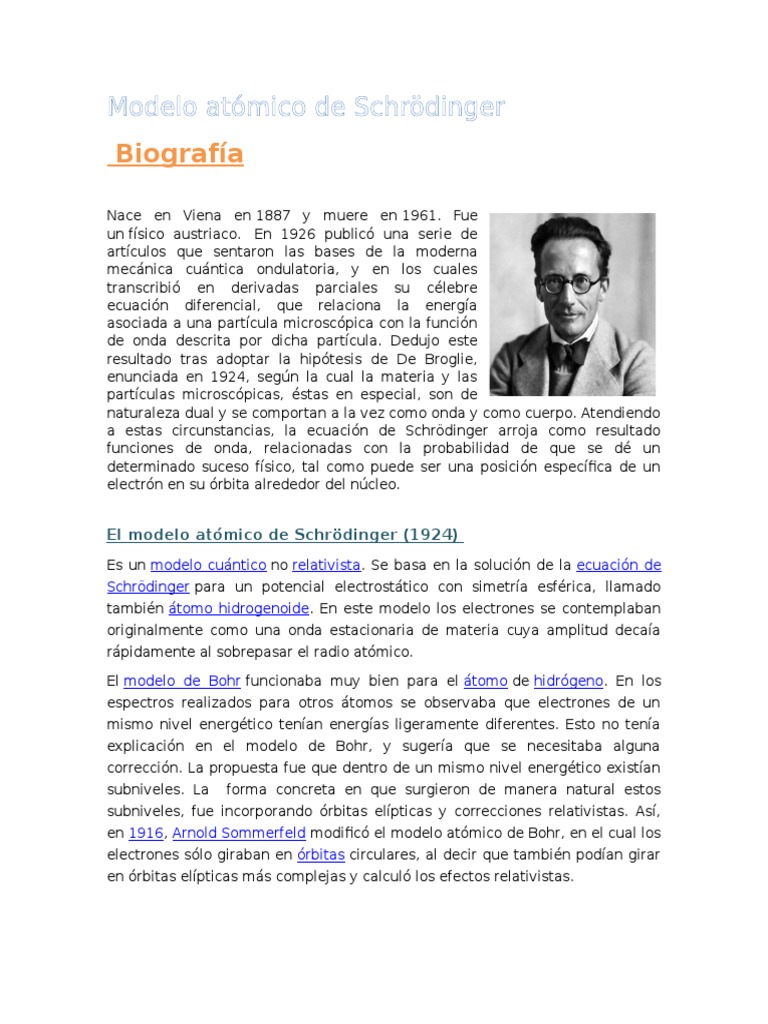 Modelo Atómico de Schrödinger | PDF | Átomos | Electrón