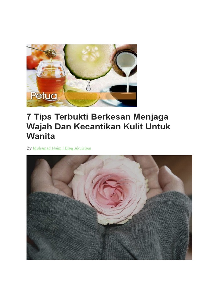 7 Tips Terbukti Berkesan Menjaga Wajah Dan Kecantikan Kulit Untuk Wanita | PDF