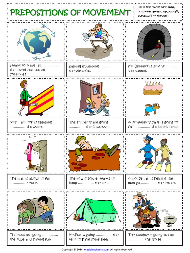 Prepositions of Movement Completion | PDF