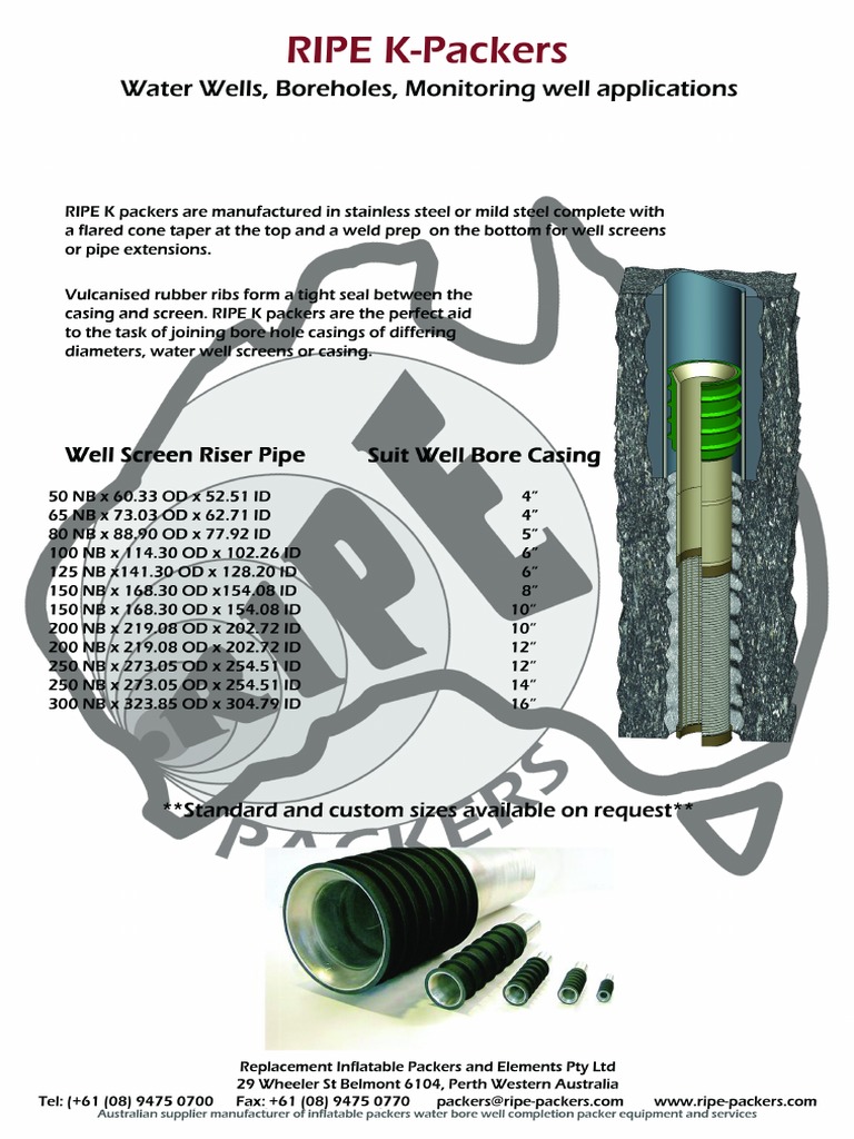 K-Packers: Water Wells, Boreholes, Monitoring Well Applications | PDF