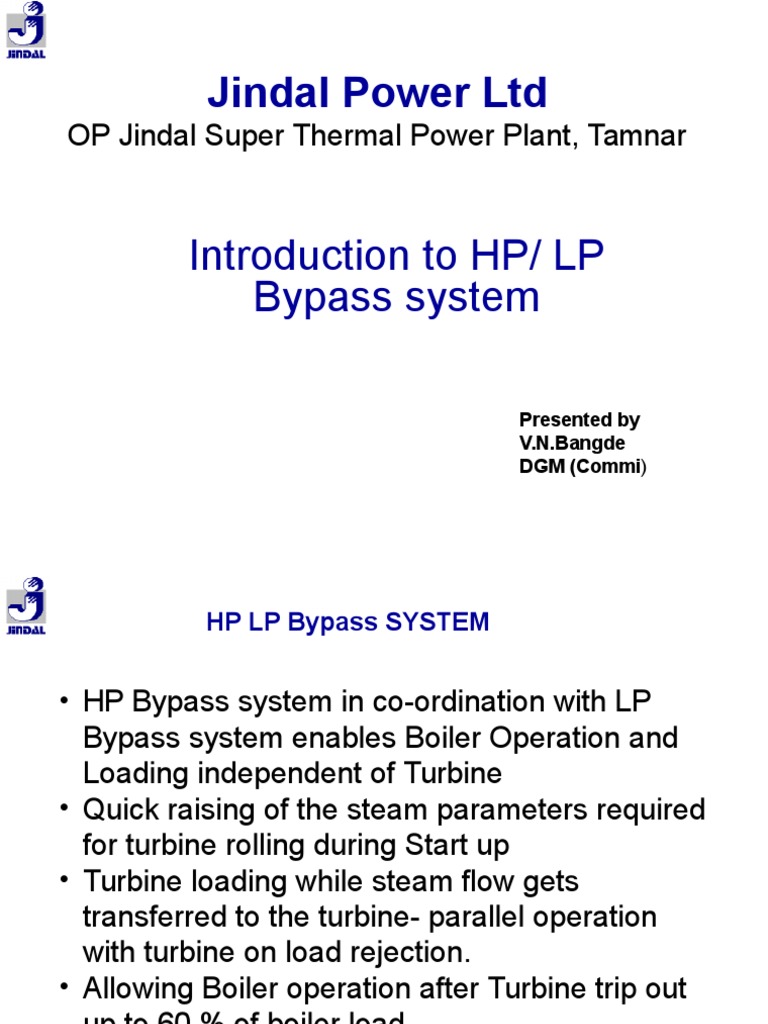 An Overview of the HP/LP Bypass System at the OP Jindal Super Thermal ...