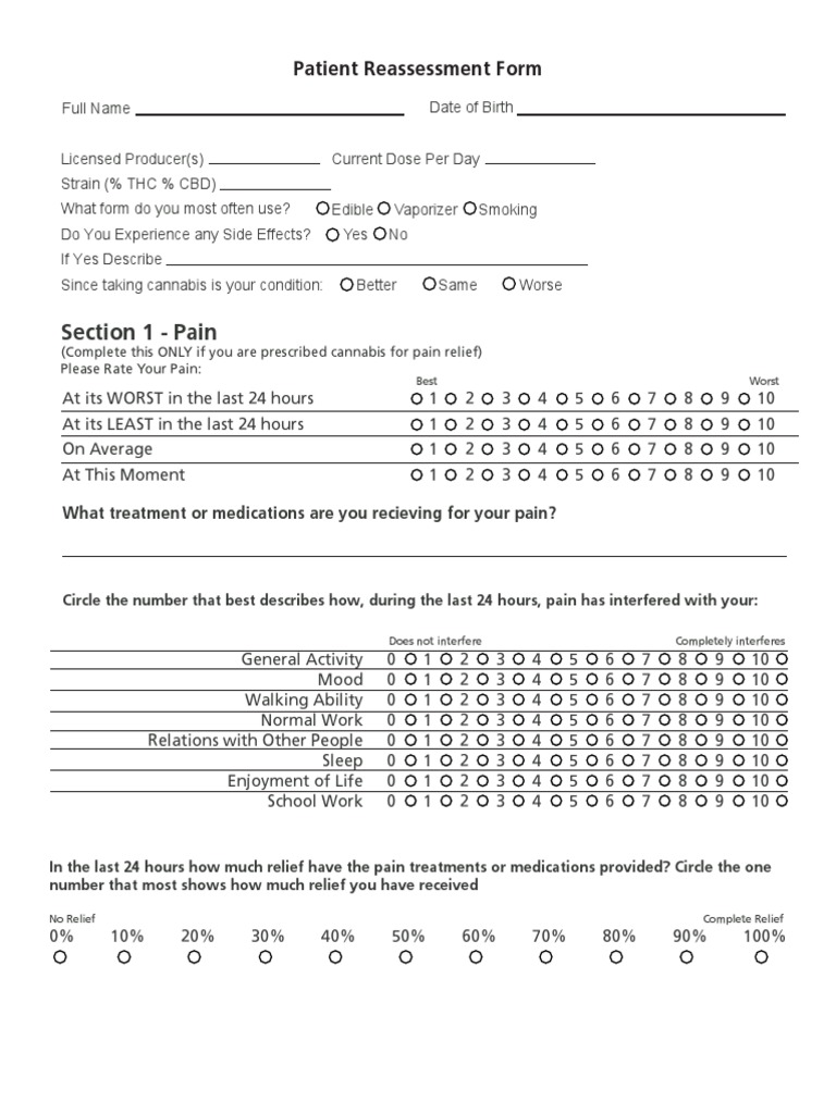 Reassessment Form (Fillable) | Medicine | Abnormal Psychology