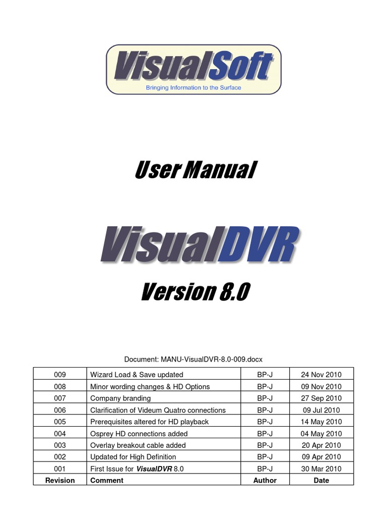 MANU VisualDVR 8.0 009 PDF | PDF | Menu (Computing) | Usb