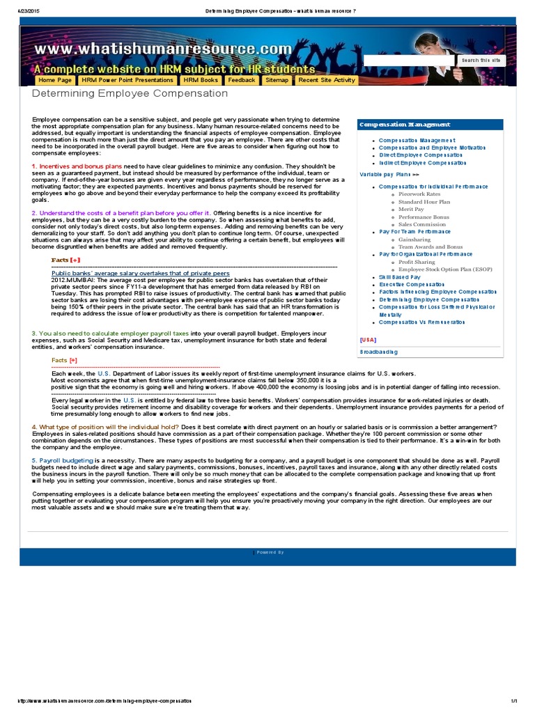 Determining Employee Compensation - What Is Human Resource | PDF ...