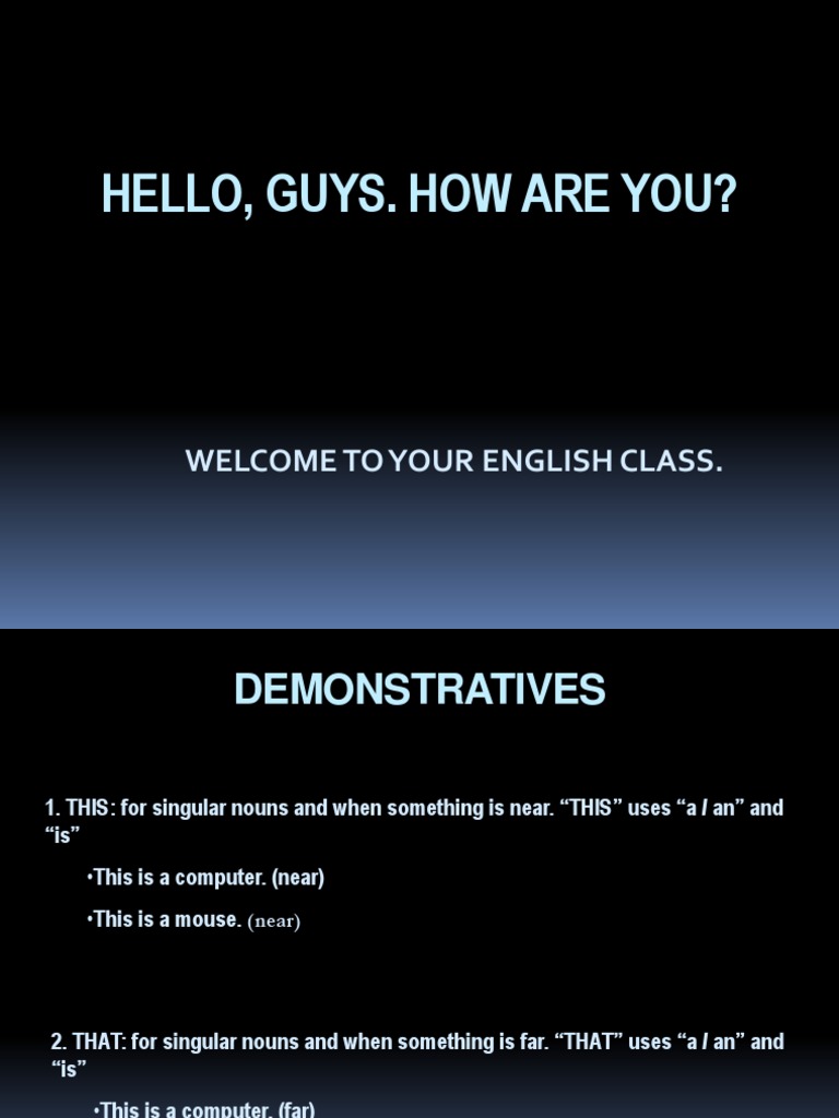 Hello, Guys. How Are You? | PDF | Grammatical Number | Laptop
