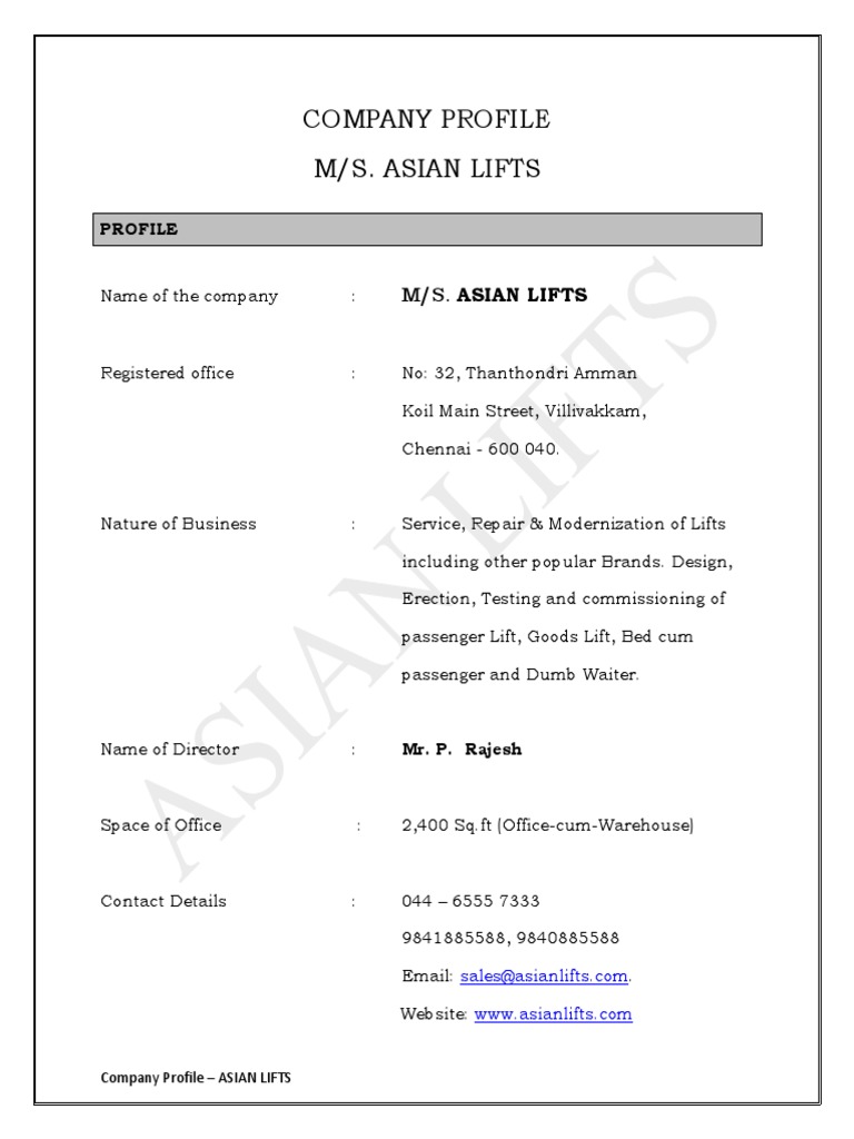 Company Profile.pdf | Elevator | Technology & Engineering