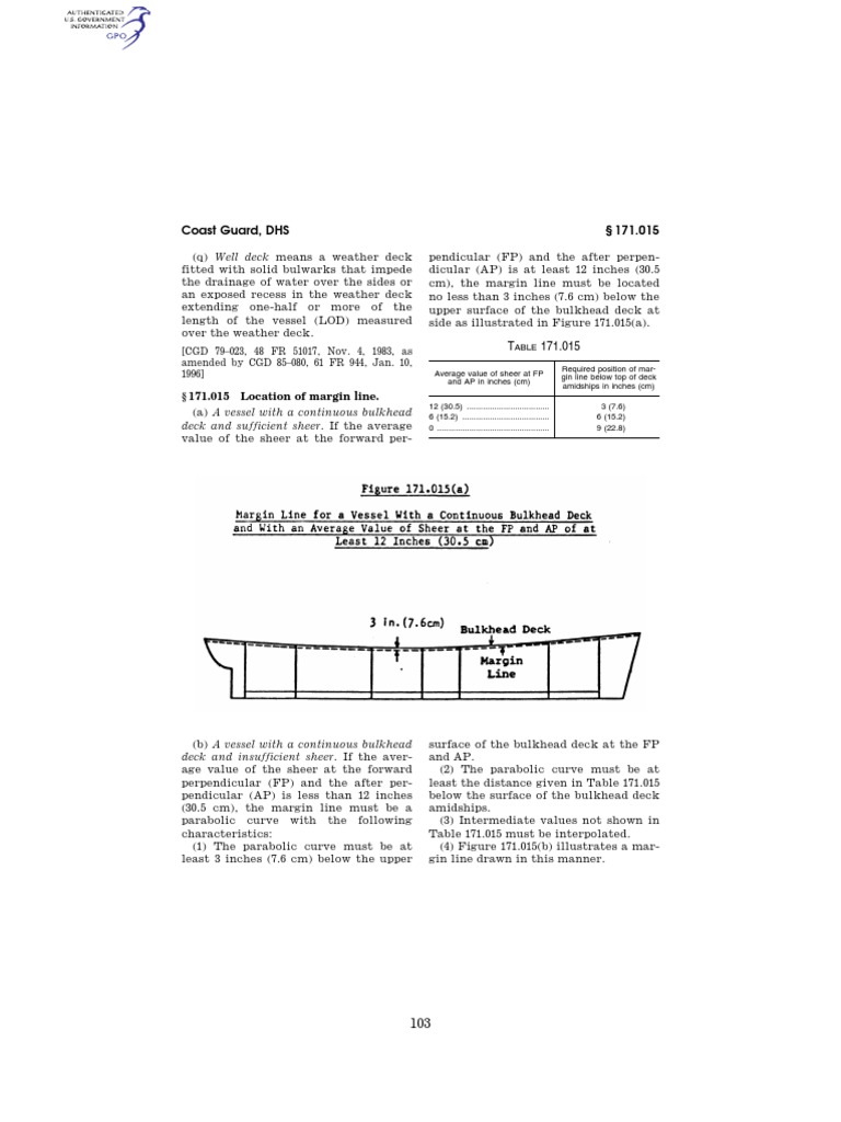 Ship Margin Line Code of Federal Regulations | PDF | Ships | Watercraft