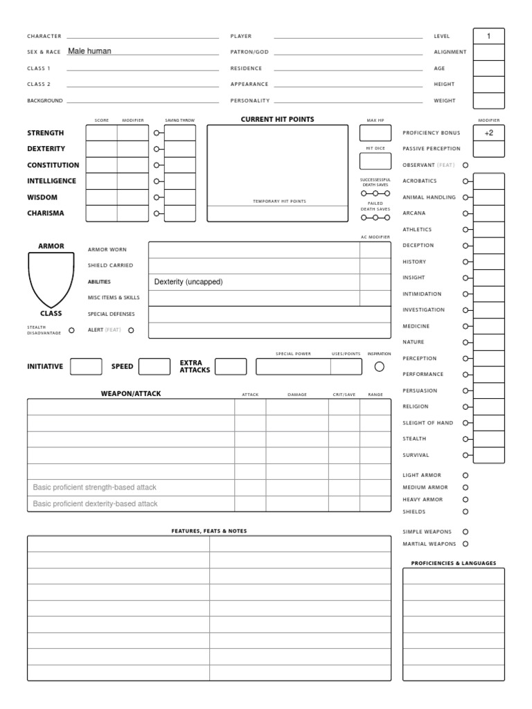 Strength Dexterity Constitution Intelligence Wisdom Charisma Current ...