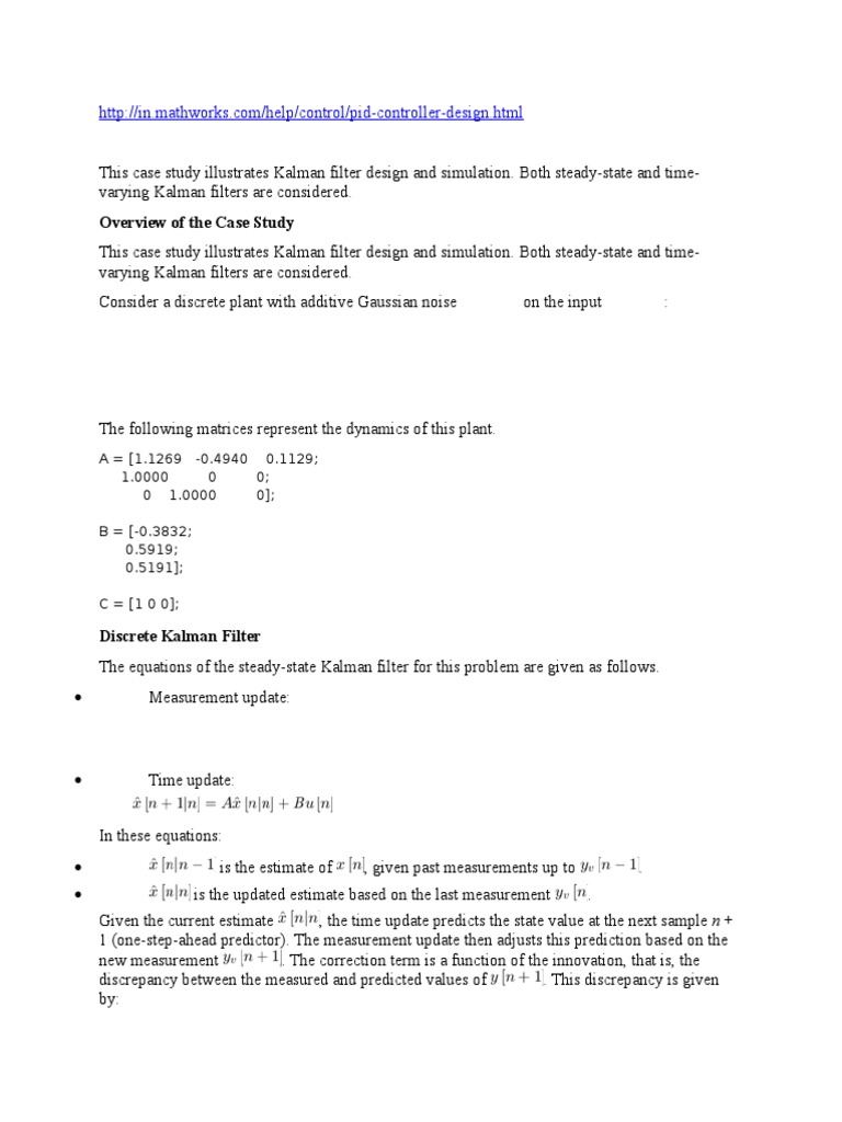 Case Study - Kalman Filter Design and Simulation | PDF | Kalman Filter | Signal Processing