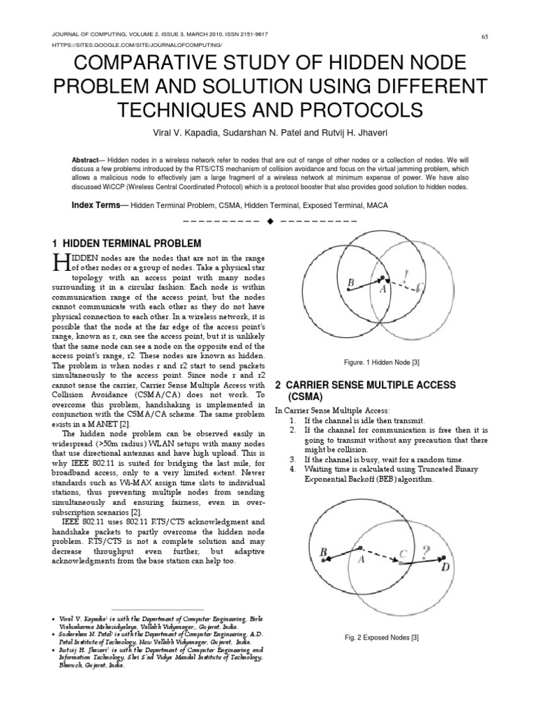Comparative Study of Hidden Node Problem and Solution Using Different ...