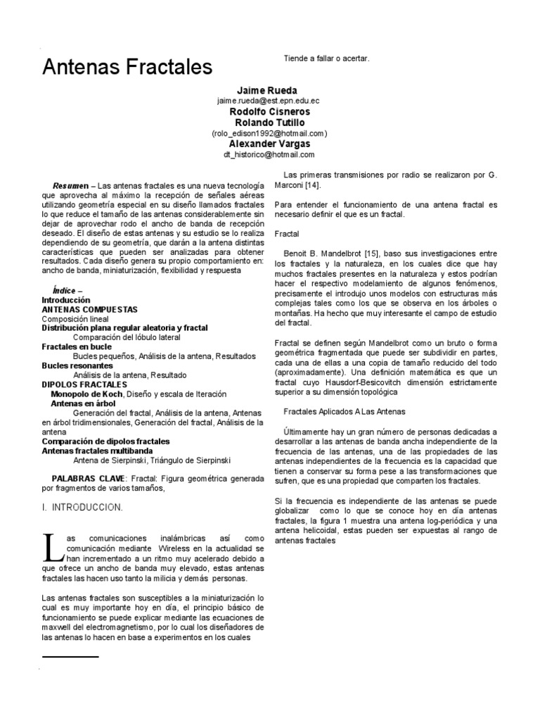 Antenas Fractales | Descargar gratis PDF | Fractal | Antena (Radio)