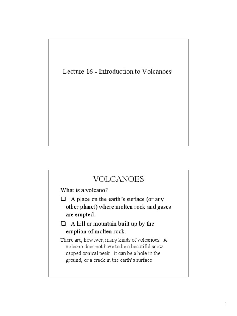 Volcanoes: Lecture 16 - Introduction To Volcanoes | PDF | Volcano | Magma
