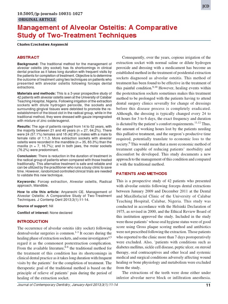 Management of Dry Socket | Clinical Medicine | Health Sciences