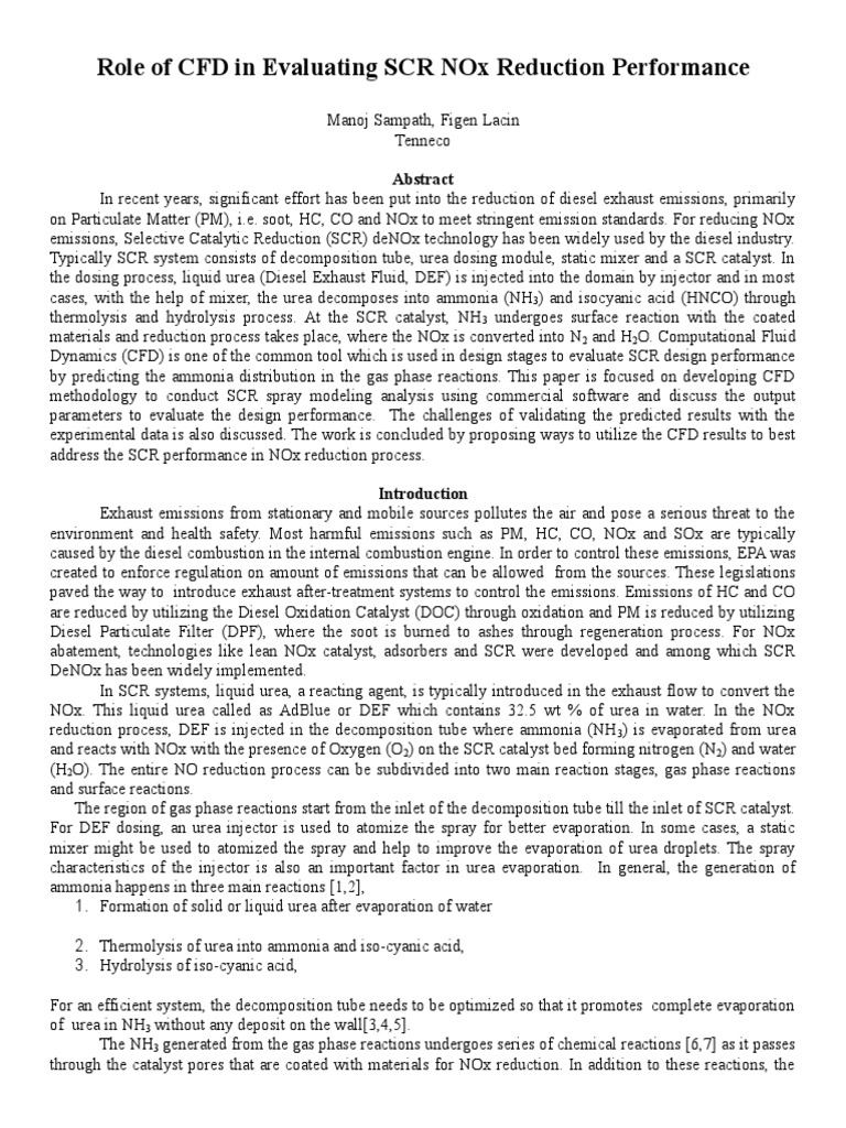 CFD Insights for SCR NOx Reduction | PDF | N Ox | Urea