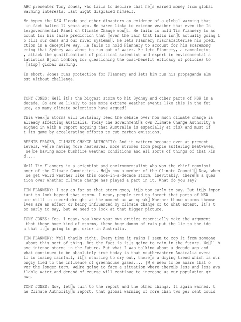 Tim Flannery Climate Change Fraud | PDF | Global Warming | Rain