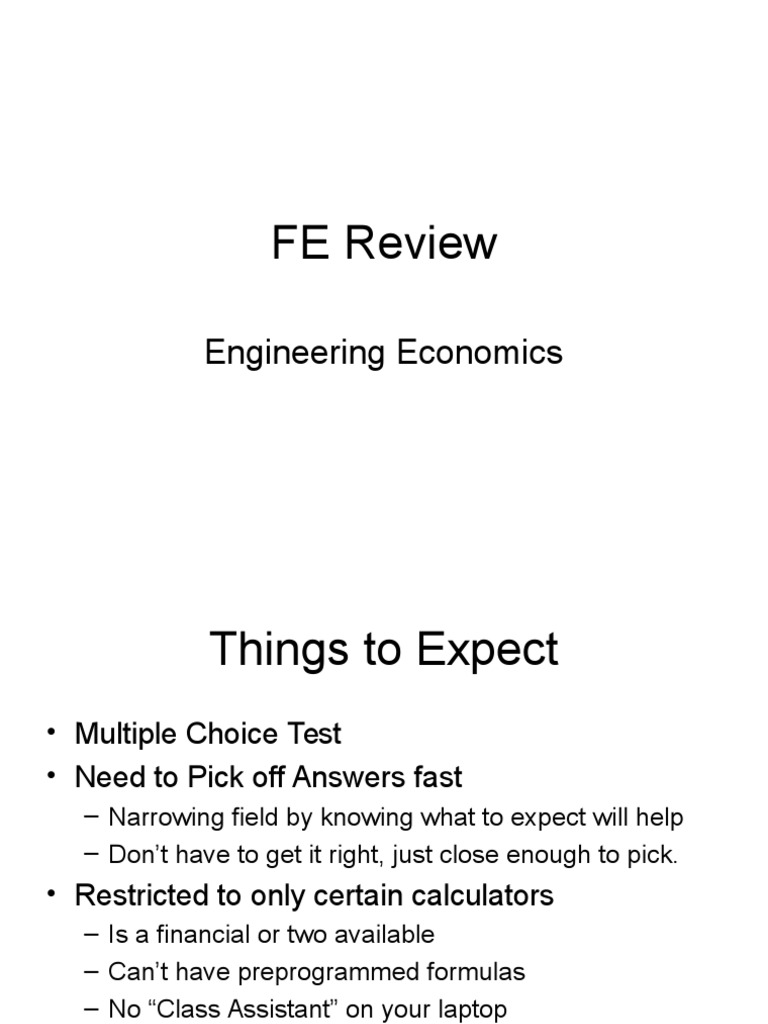 FE Review: Engineering Economics | PDF | Depreciation | Book Value