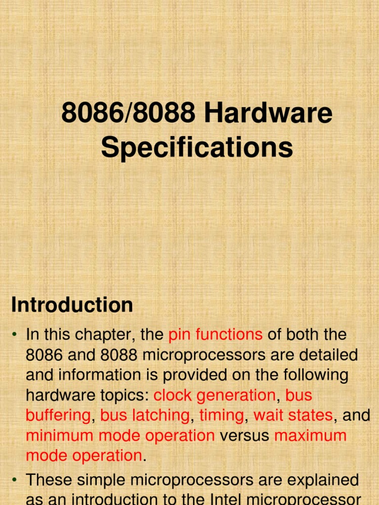 8086 Hardware Specification | PDF | Input/Output | Microprocessor