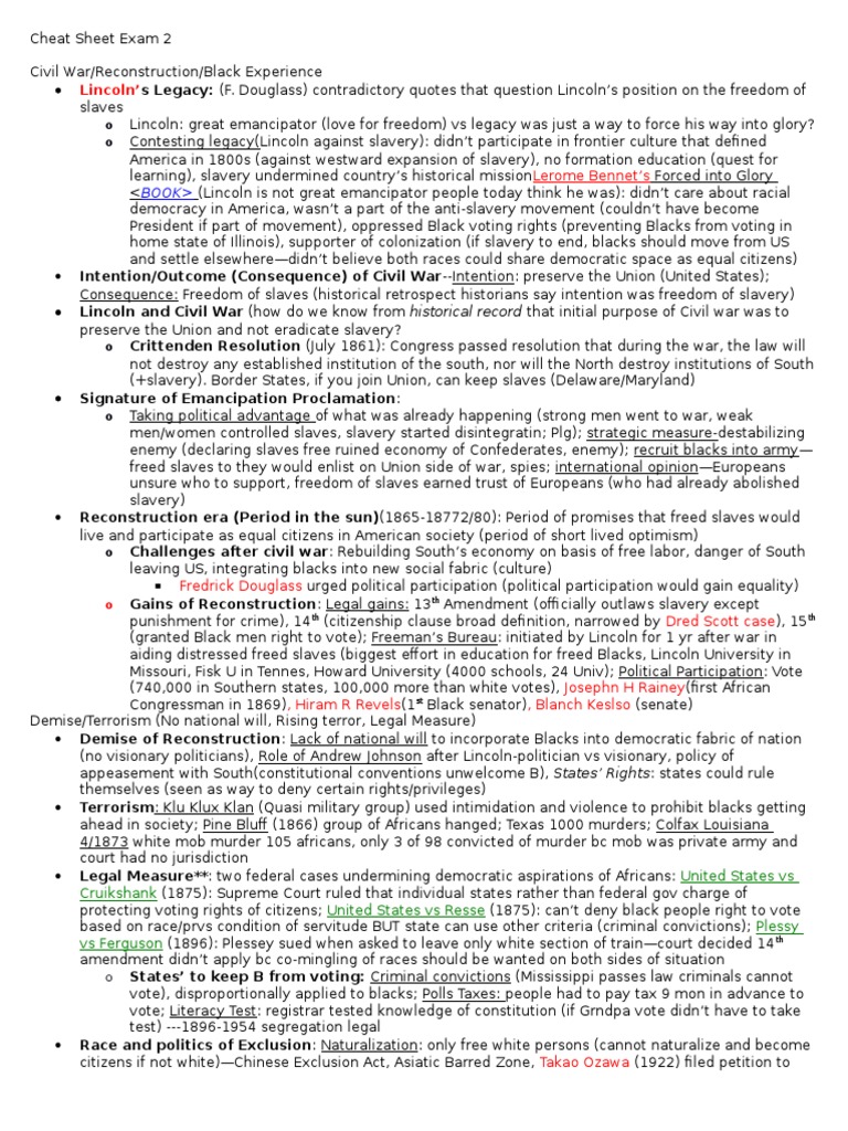 Exam 2 Cheat Sheet | PDF
