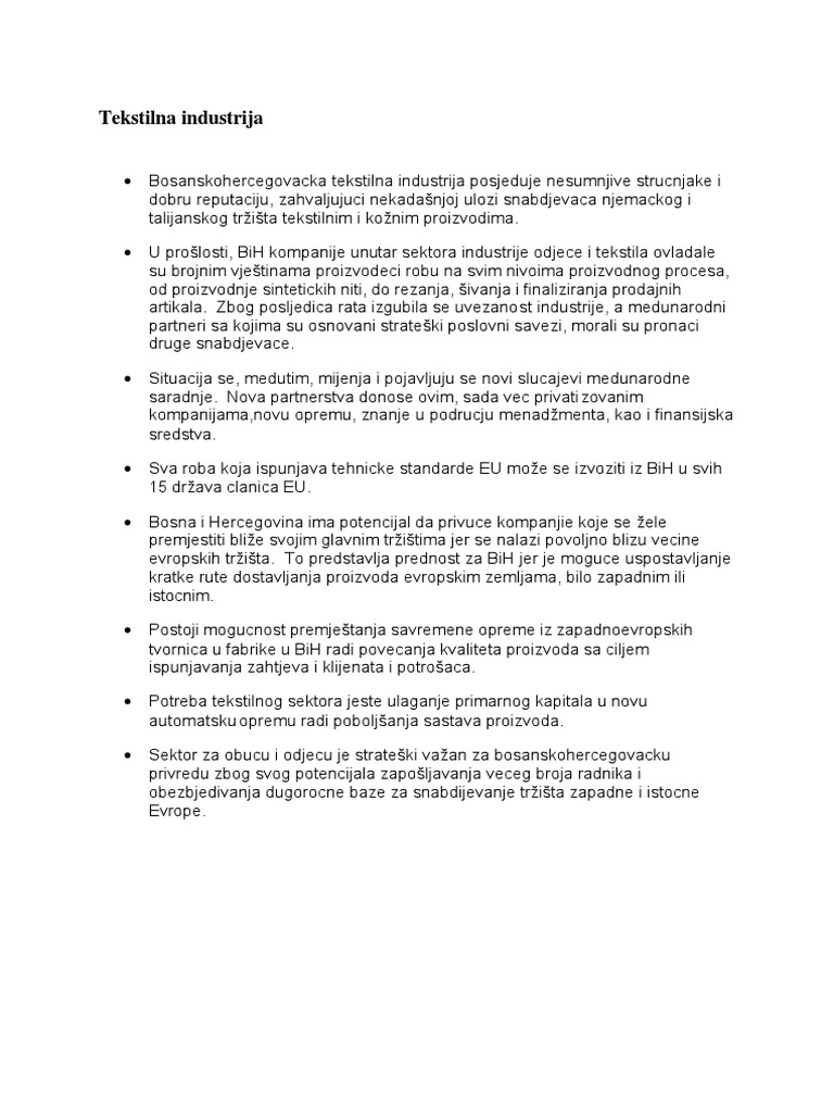 Tekstilna Industrija PDF | PDF