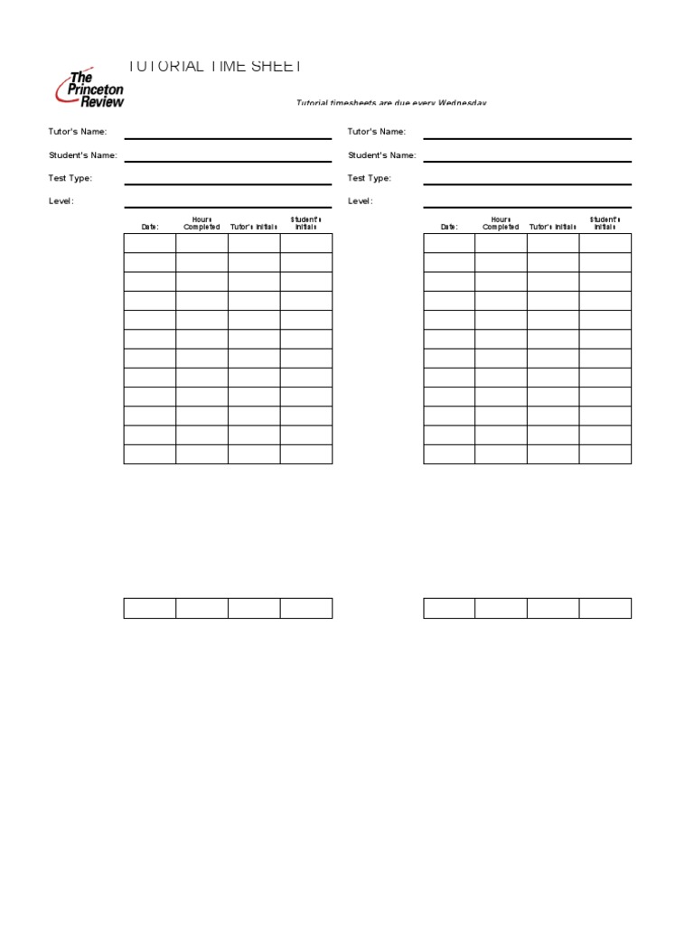 Tutorial Time Sheet | PDF
