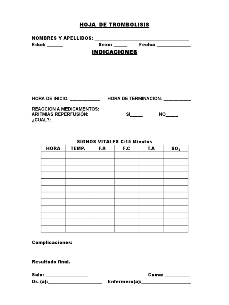 Protocolo de Trombolisis Clínica | PDF