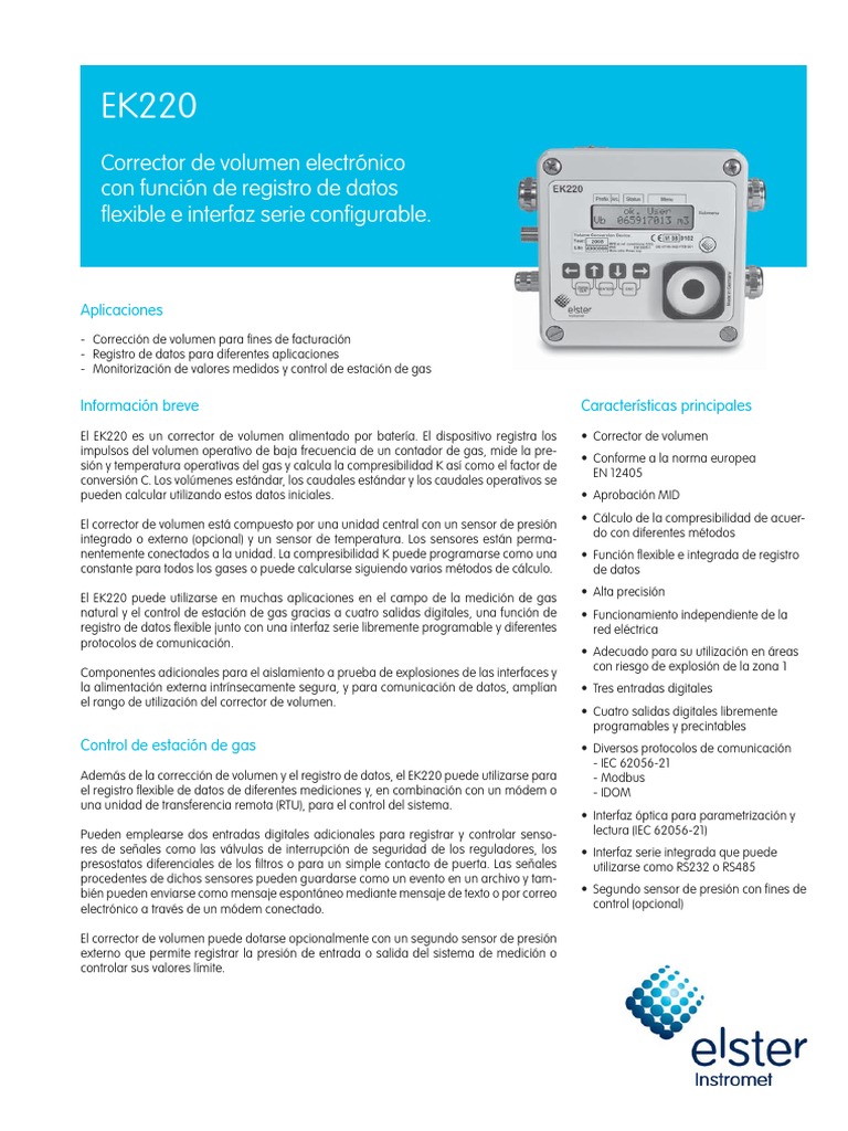 Elster Amco Ds Ek220 SP | PDF | Módem | Batería (electricidad)