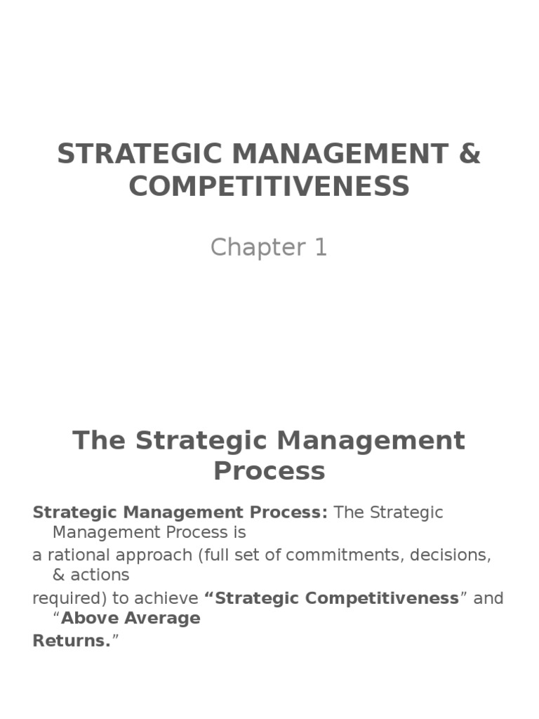 Strategic Management & Competitiveness - 1 | PDF | Strategic Management ...